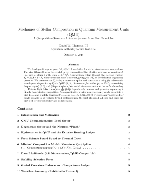 (PDF) Mechanics of Stellar Composition in Quantum Measurement Units ...