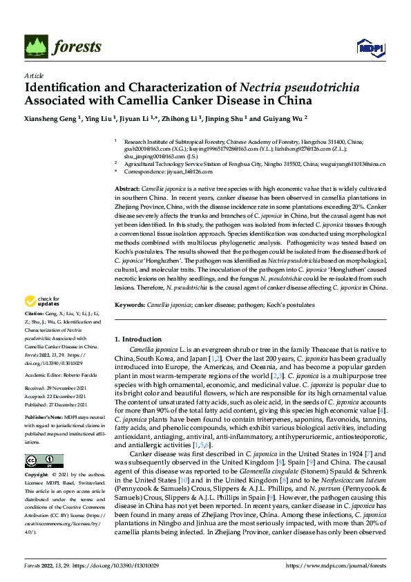 (PDF) Identification and Characterization of Nectria pseudotrichia ...