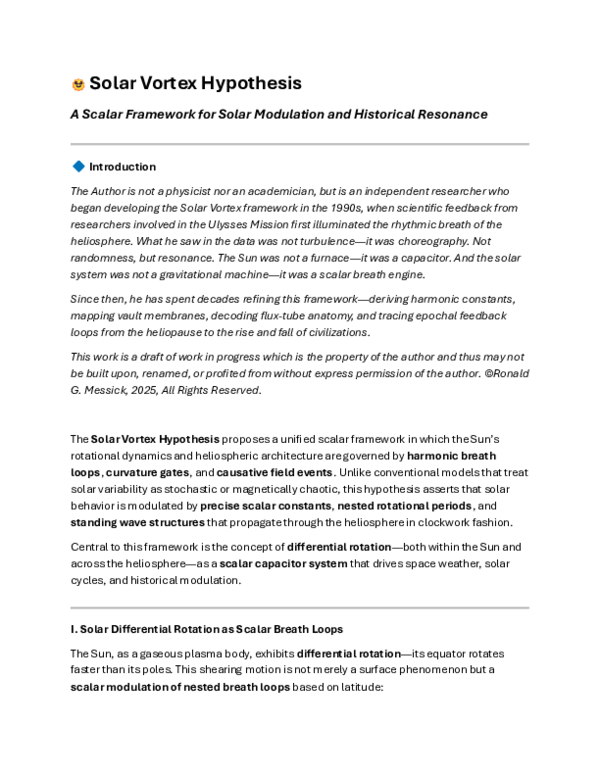 (PDF) Solar Vortex Hypothesis A Scalar Framework for Solar Modulation ...