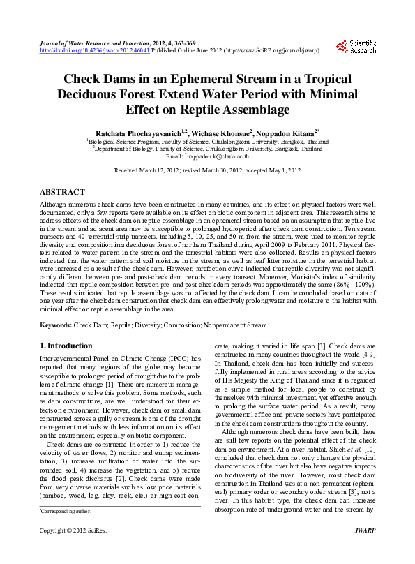 (PDF) Check Dams in an Ephemeral Stream in a Tropical Deciduous Forest ...