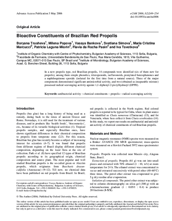 (PDF) Bioactive Constituents of Brazilian Red Propolis