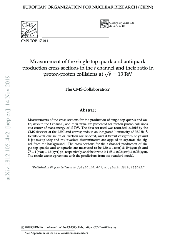 (PDF) Measurement of the single top quark and antiquark production ...