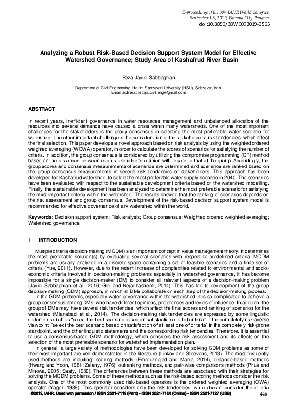 (PDF) Analyzinga Robust Risk-Based Decision Support System Model for ...