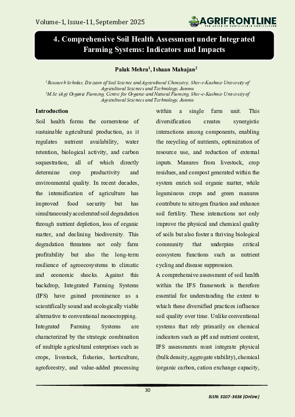 (PDF) Comprehensive Soil Health Assessment under Integrated Farming ...