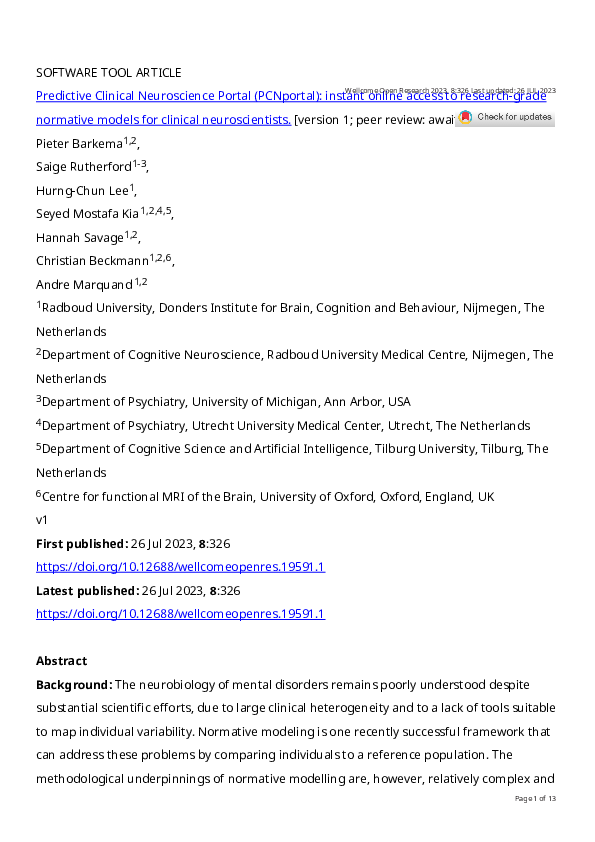 (PDF) Predictive Clinical Neuroscience Portal (PCNportal): instant ...