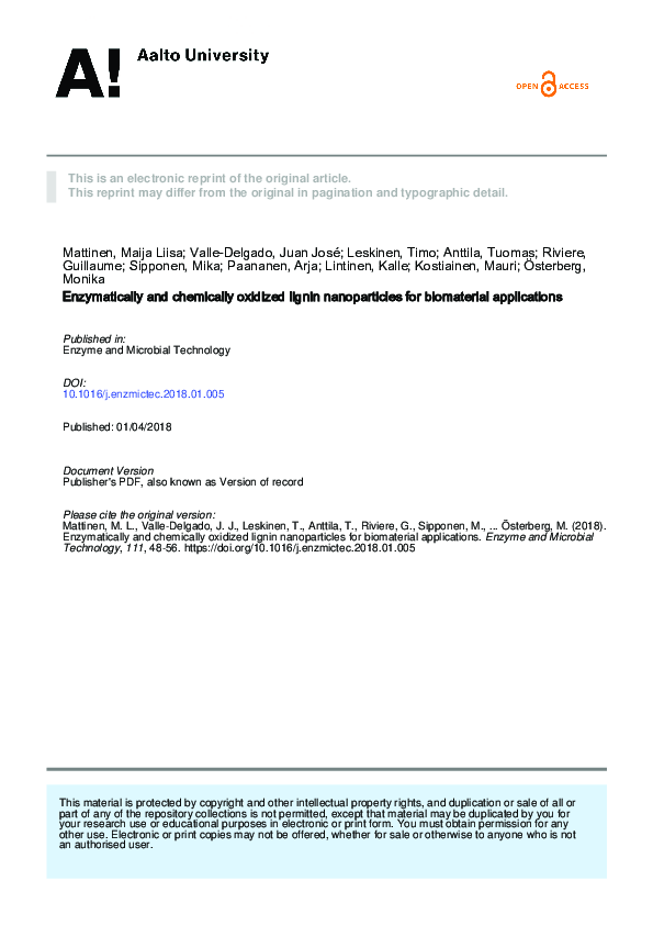 (PDF) Enzymatically and chemically oxidized lignin nanoparticles for ...