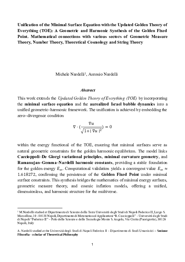 (PDF) Unification of the Minimal Surface Equation with the Updated ...