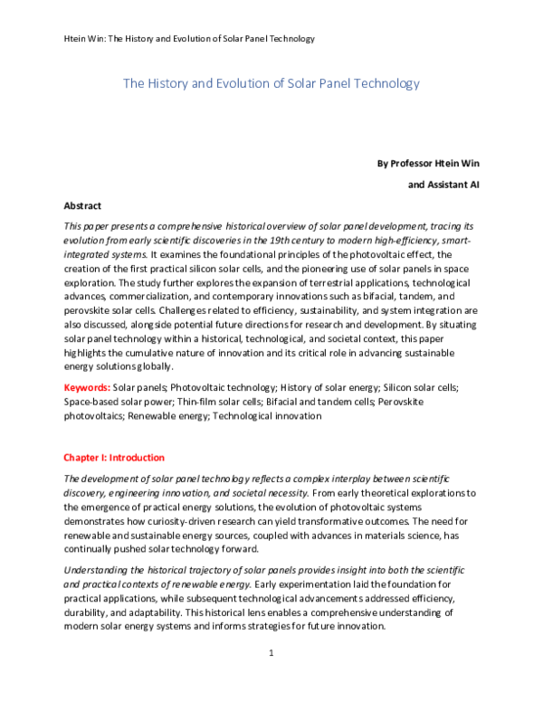 (PDF) The History and Evolution of Solar Panel Technology