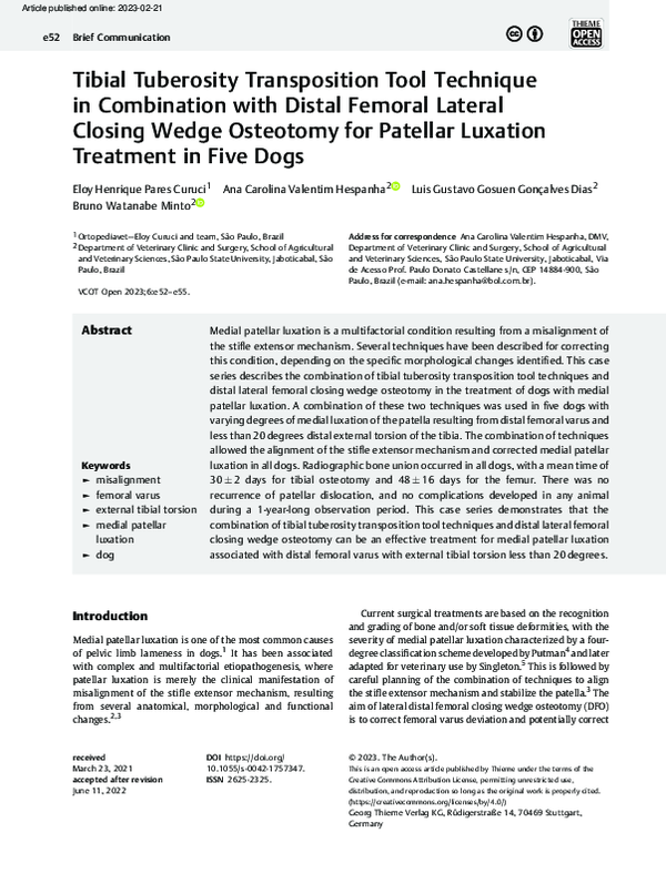 (PDF) Tibial Tuberosity Transposition Tool Technique in Combination ...