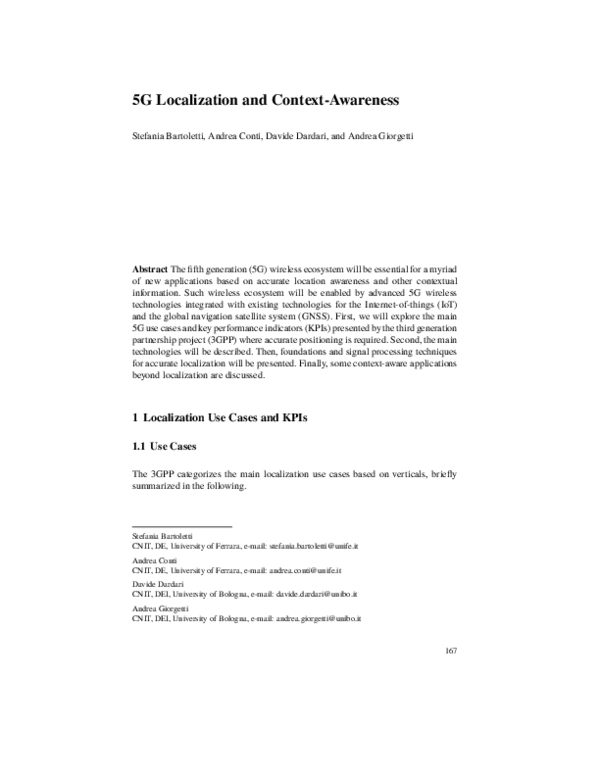 (PDF) 5G Localization and Context-Awareness