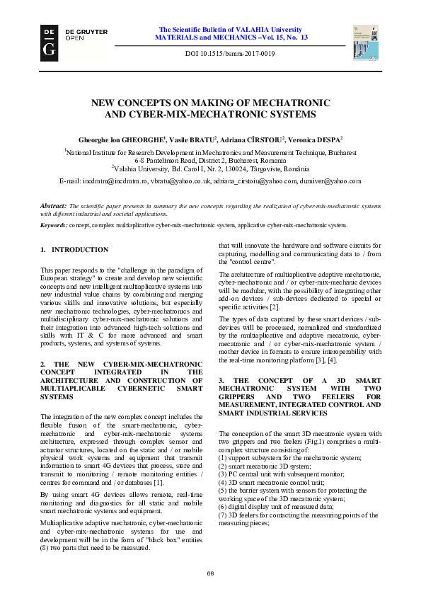 (PDF) New Concepts on Making of Mechatronic and Cyber-Mix-Mechatronic ...