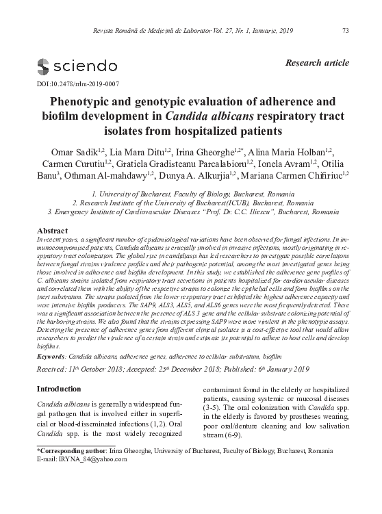 (PDF) Phenotypic and genotypic evaluation of adherence and biofilm ...