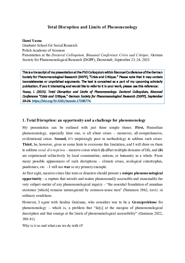 (PDF) Total Disruption and Limits of Phenomenology