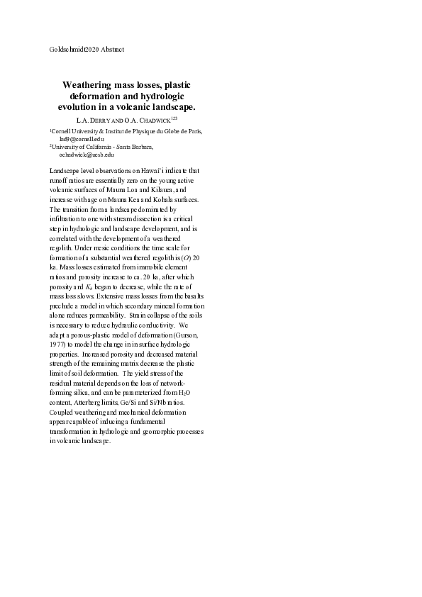 (PDF) Weathering Mass Losses, Plastic Deformation and Hydrologic ...