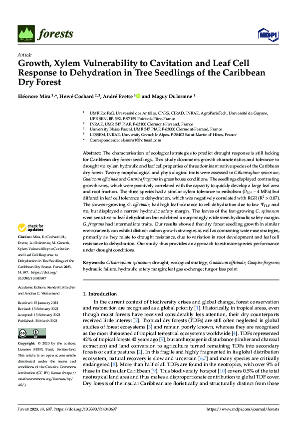 (PDF) Growth, Xylem Vulnerability to Cavitation and Leaf Cell Response ...