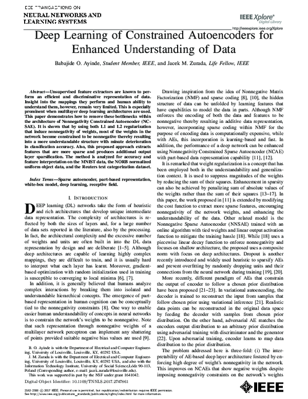 (PDF) Deep Learning of Constrained Autoencoders for Enhanced ...