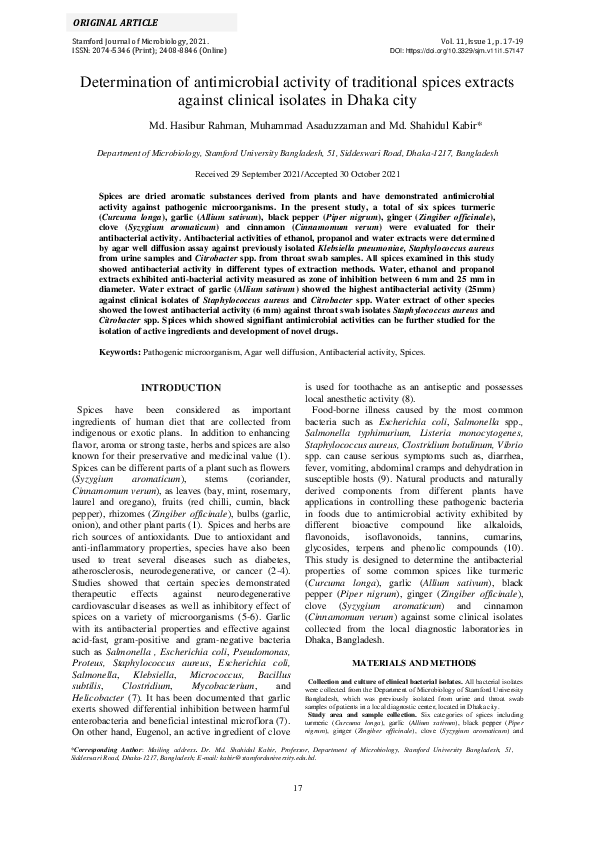 (PDF) Determination of antimicrobial activity of traditional spices ...