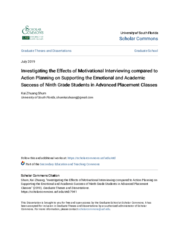 (PDF) Investigating the Effects of Motivational Interviewing compared ...