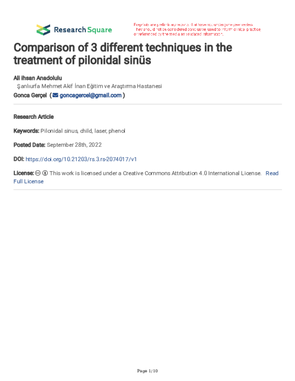 (PDF) Comparison of 3 different techniques in the treatment of ...