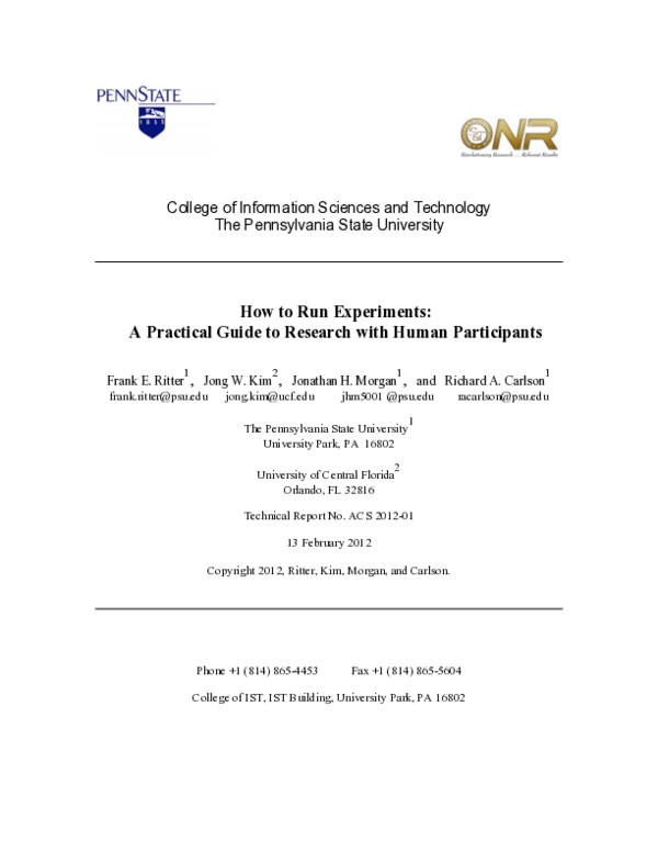 (PDF) How to run experiments: A practical guide to research with human ...
