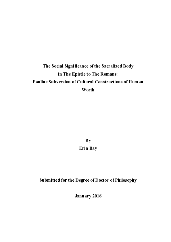 (PDF) The Social Significance of the Sacralized Body in The Epistle to ...
