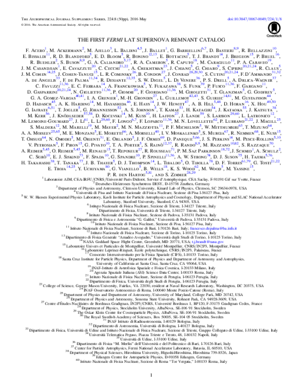(PDF) The First Fermi Lat Supernova Remnant Catalog