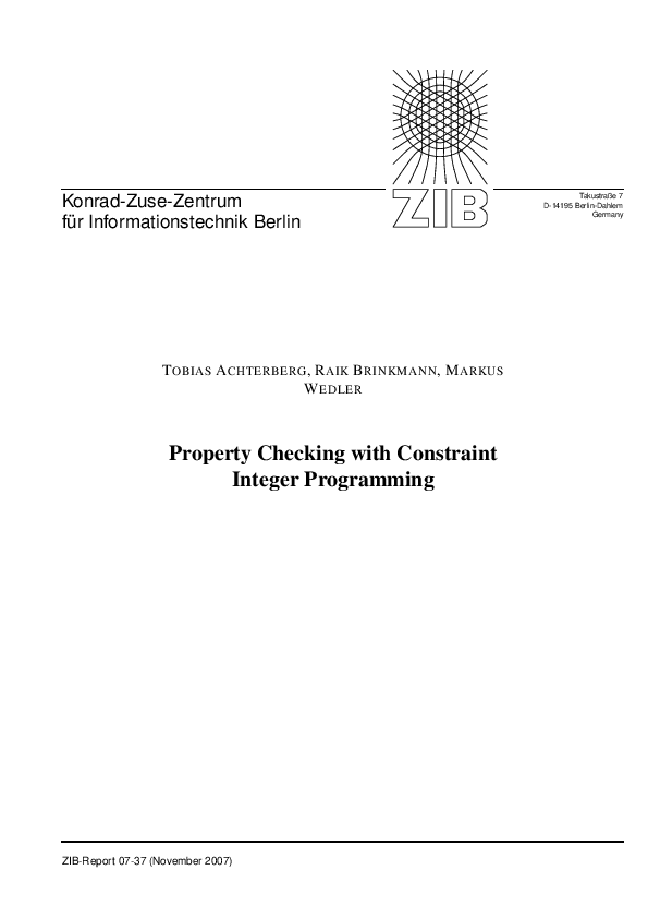 (PDF) Property Checking with Constraint Integer Programming