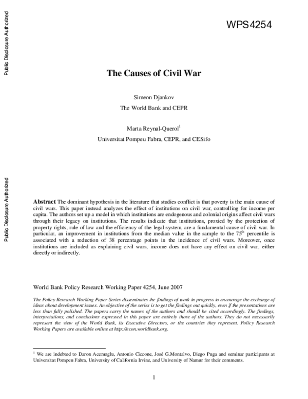(PDF) The Causes Of Civil War