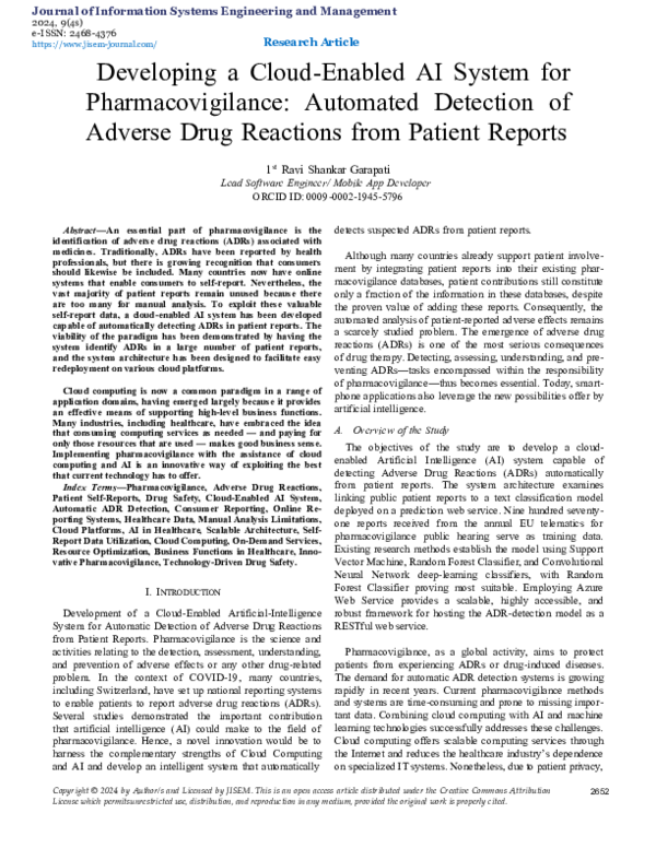 (PDF) Developing a Cloud-Enabled AI System for Pharmacovigilance ...