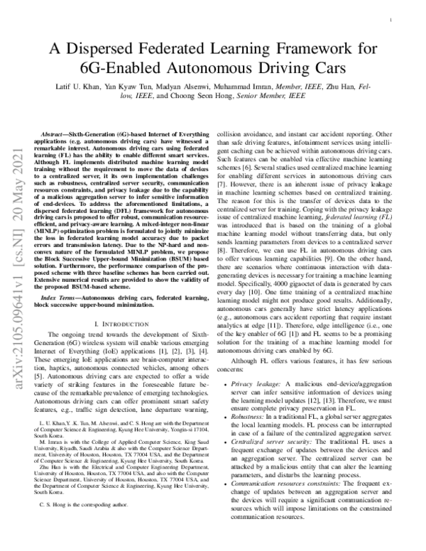 (PDF) A Dispersed Federated Learning Framework for 6G-Enabled ...