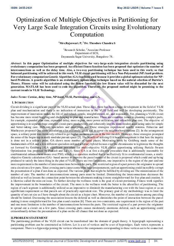 (PDF) Optimization of Multiple Objectives in Partitioning for Very ...