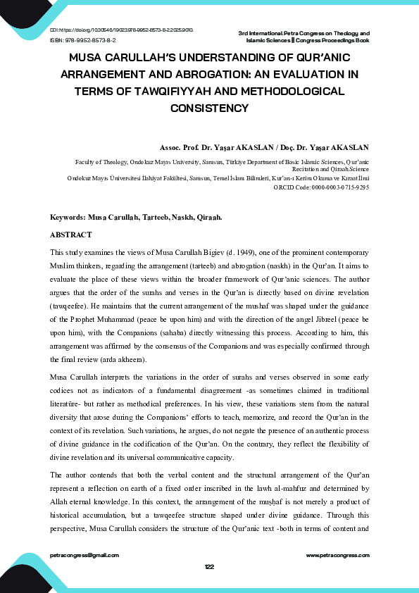 (PDF) 3rd International Petra Congress on Theology and Islamic Sciences ...