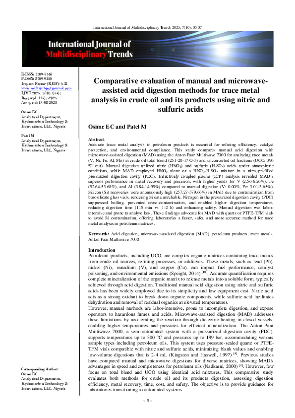 (PDF) Comparative evaluation of manual and microwaveassisted acid ...