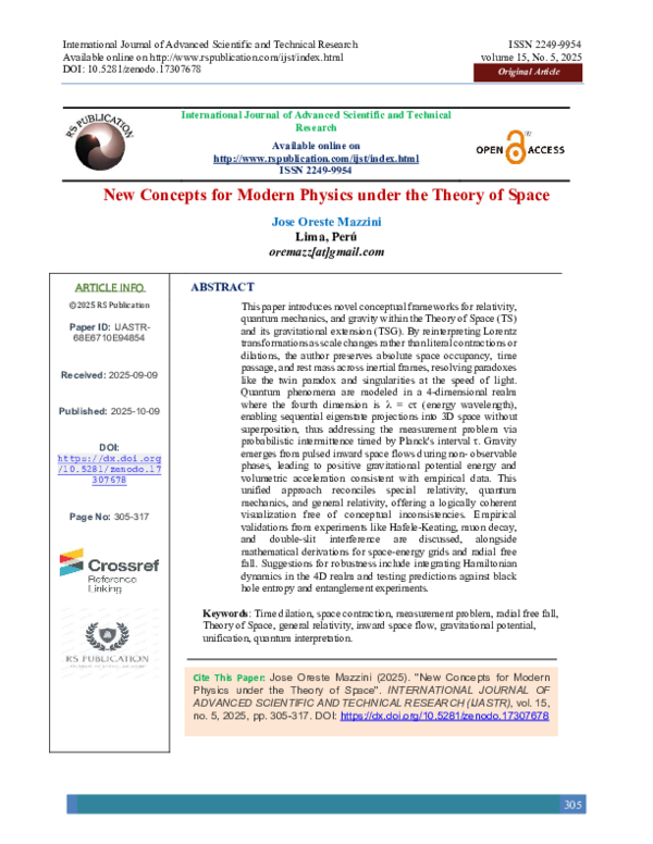 (PDF) New Concepts for Modern Physics under the Theory of Space