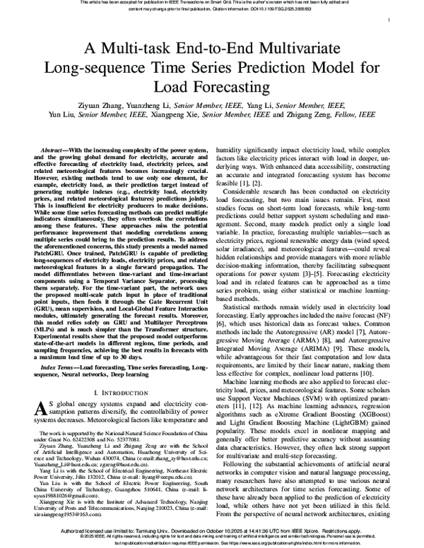 (PDF) A Multi-task End-to-End Multivariate Long-sequence Time Series Prediction Model for Load ...