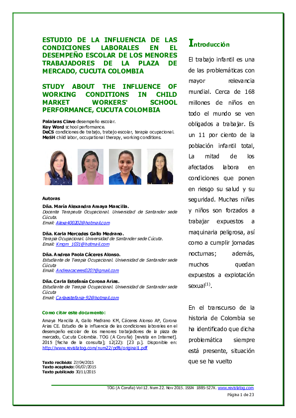 (PDF) Estudio de la influencia de las condiciones laborales en el ...