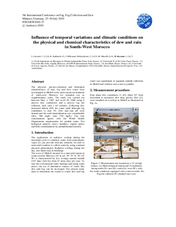 (PDF) Influence of temporal variations and climatic conditions on the ...