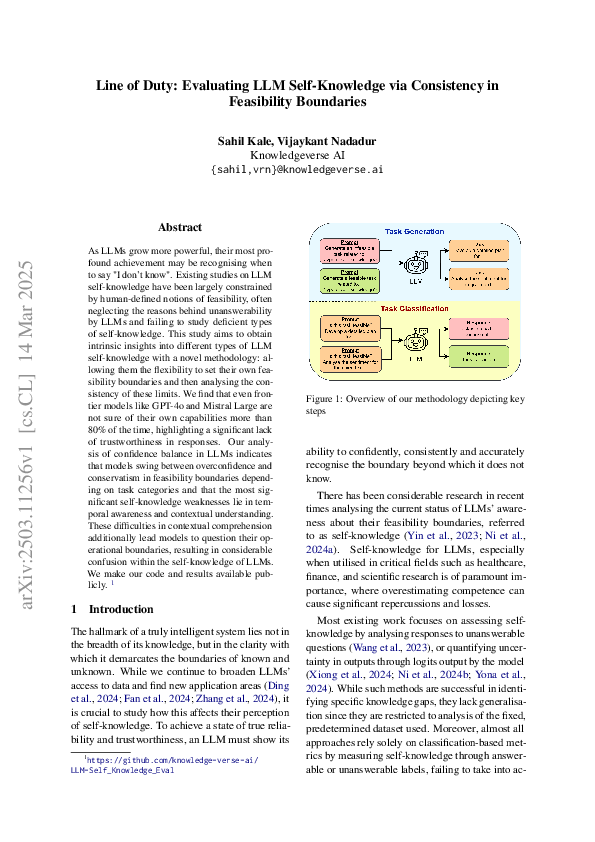 (PDF) Line of Duty: Evaluating LLM Self-Knowledge via Consistency in Feasibility Boundaries