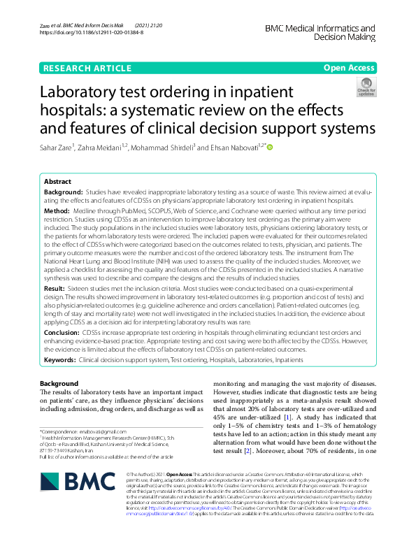 (PDF) Laboratory test ordering in inpatient hospitals: a systematic ...