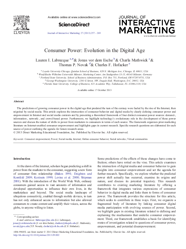 (PDF) Consumer Power: Evolution in the Digital Age