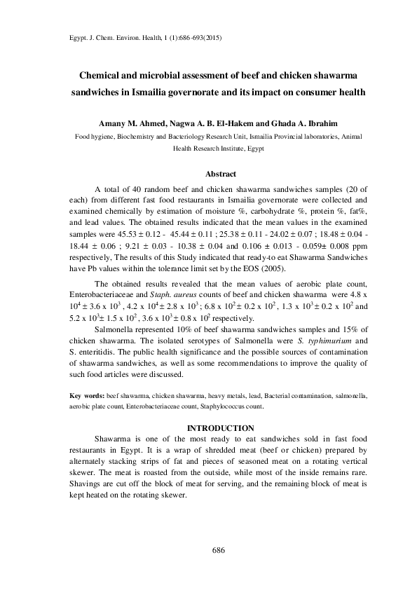 (PDF) Chemical and microbial assessment of beef and chicken shawarma ...