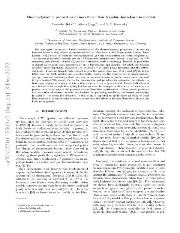 (PDF) Thermodynamic properties of non-Hermitian Nambu-Jona-Lasinio models