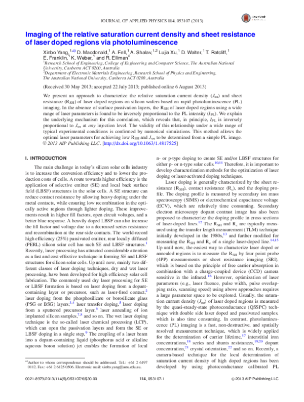 (PDF) Imaging of the relative saturation current density and sheet ...