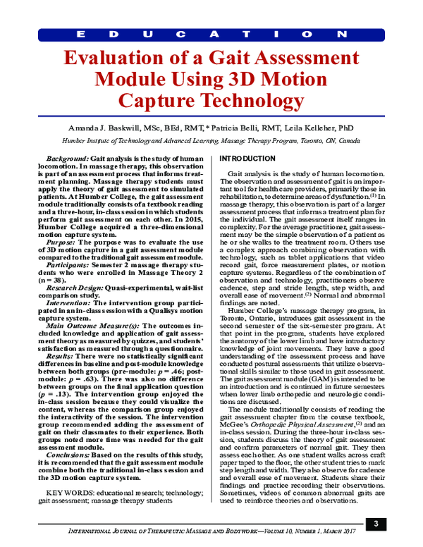 (PDF) Evaluation of a Gait Assessment Module Using 3D Motion Capture ...
