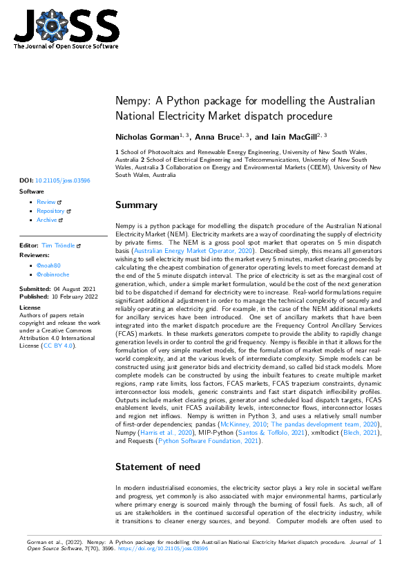 (PDF) Nempy: A Python package for modelling the Australian National ...