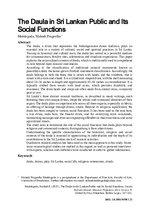 (PDF) The Daula in Sri Lankan Public and Its Social Functions