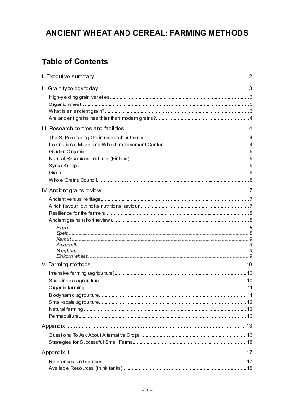 (PDF) Ancient grain and cereal: farming methods