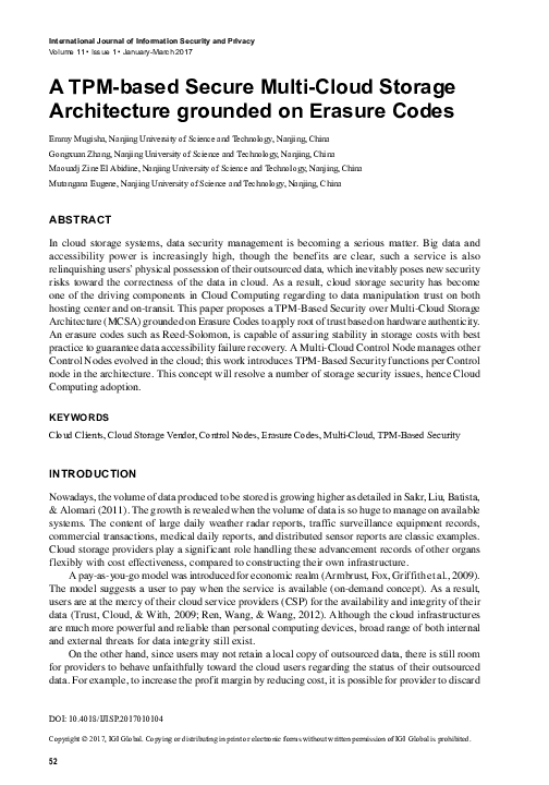 (PDF) A TPM-based Secure Multi-Cloud Storage Architecture grounded on ...