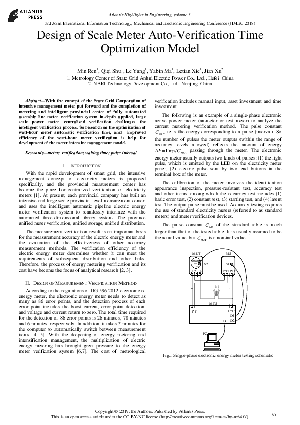 (PDF) Design of Scale Meter Auto-Verification Time Optimization Model