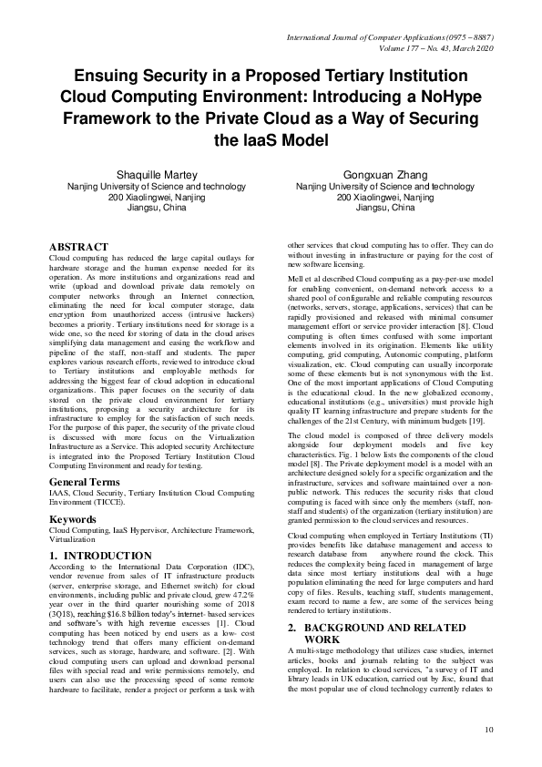 (PDF) Ensuing Security in a Proposed Tertiary Institution Cloud Computing Environment ...